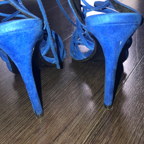Zara | Shoes | Cobalt Blue Ankle Wrap Heels | Poshmark
